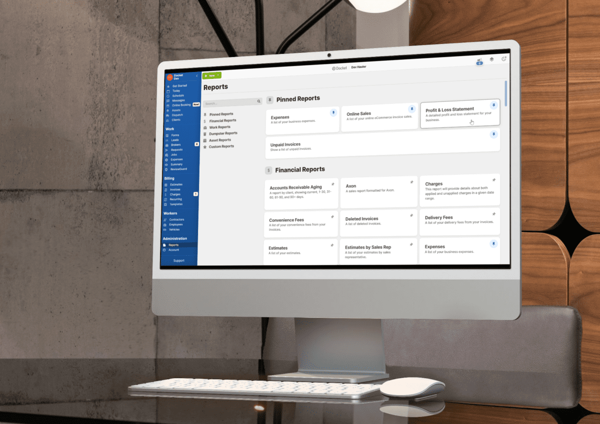 Docket Business Reports - Driver, Sales, & Dumpster Performance